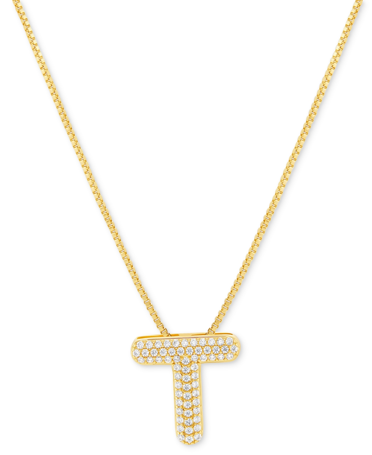 Click here for Cubic Zirconia Bubbly Initial T 18 Pendant Necklac... prices