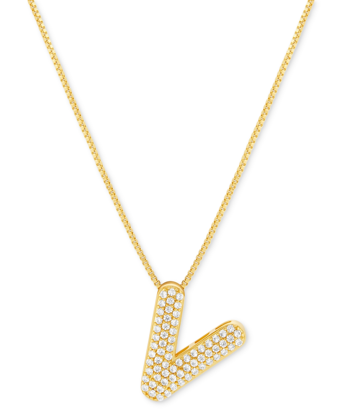Click here for Cubic Zirconia Bubbly Initial V 18 Pendant Necklac... prices