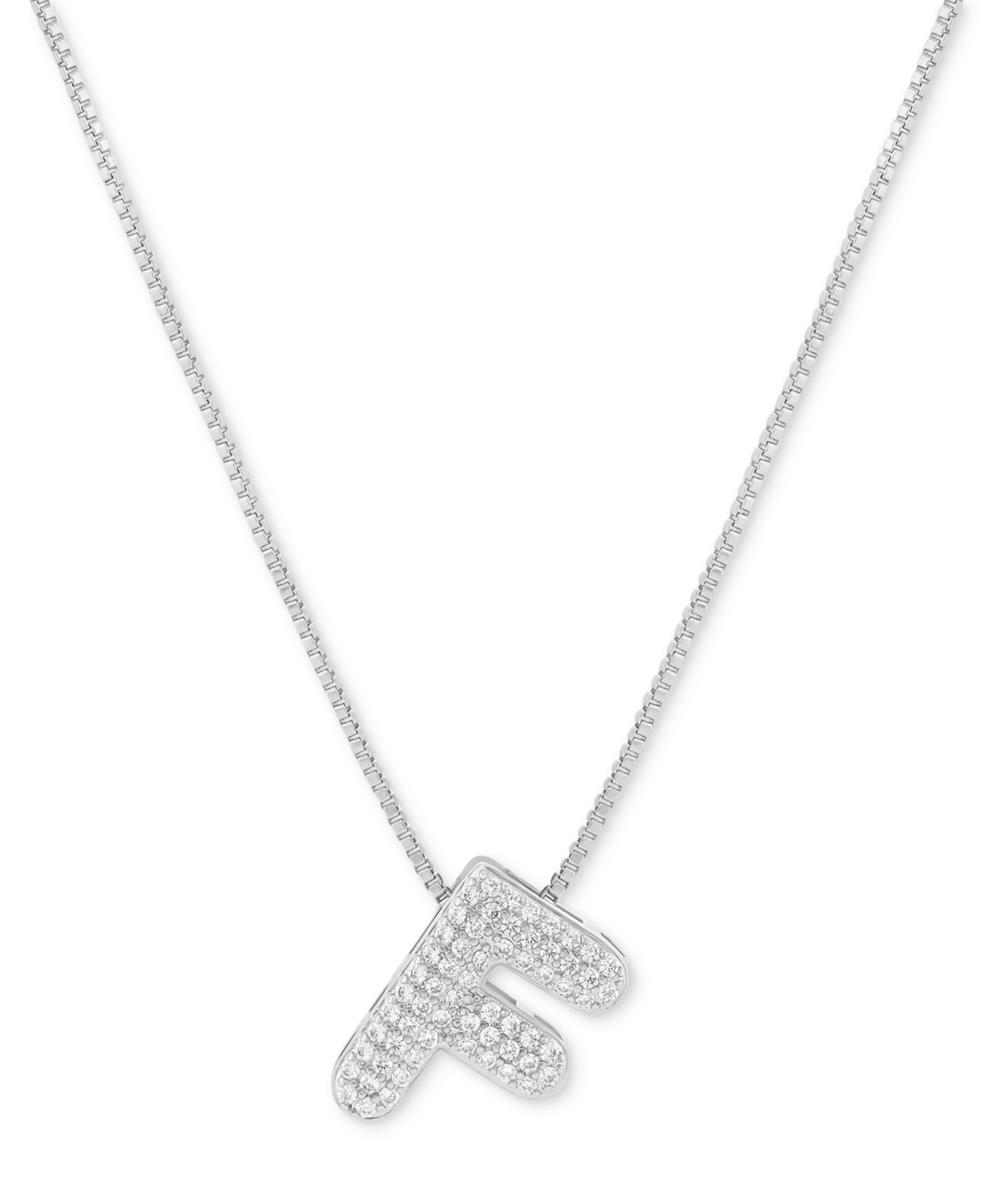 Click here for Cubic Zirconia Bubbly Initial F 18 Pendant Necklac... prices
