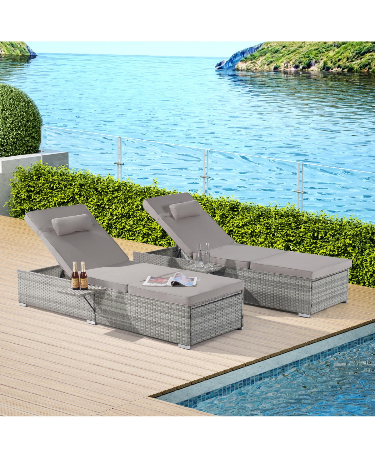 Click here for Outdoor Chaise Lounge Chair Set of 2 with Patio Po... prices