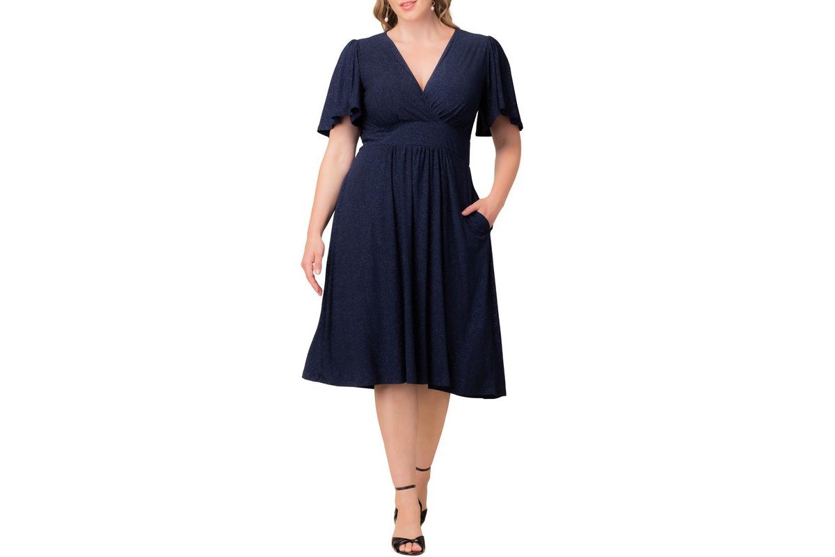 Click here for Kiyonna Plus Size Crystal Cove Cocktail Dress with... prices