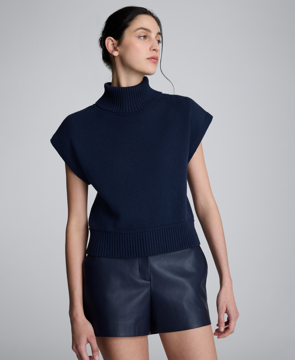 Click here for Kenneth Cole Womens Turtle Neck Top - Dark Navy prices