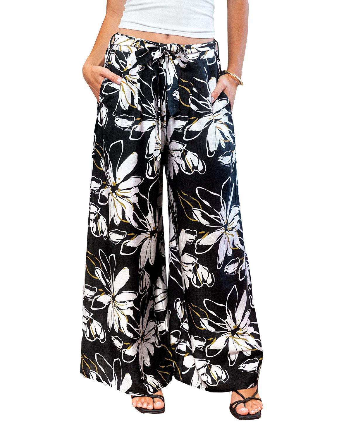 Click here for Cupshe Womens Blossom Way Floral Pants - Black prices