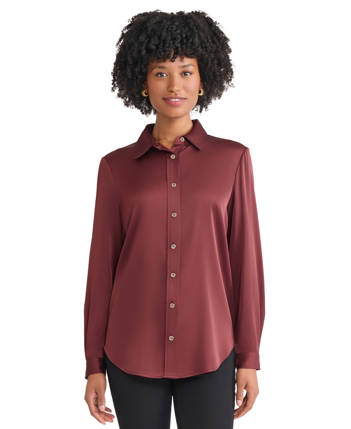 Click here for Jones New York Womens Collared Long Sleeve Top - W... prices