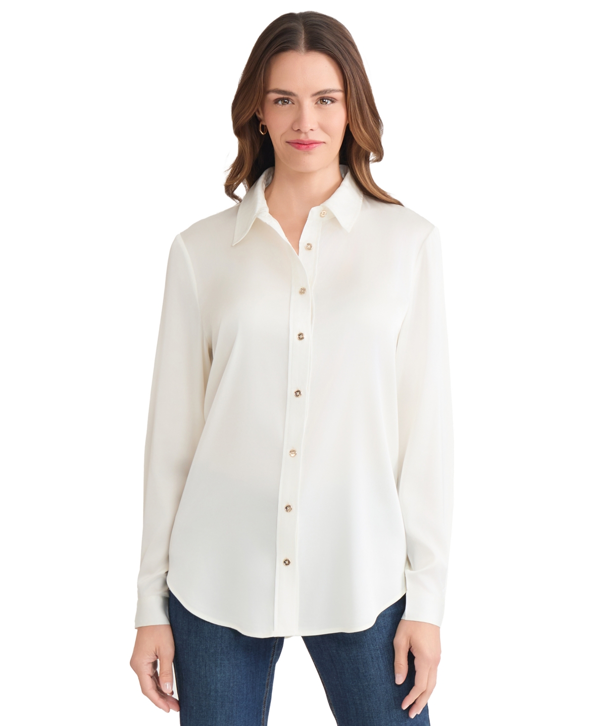 Click here for Jones New York Womens Collared Long Sleeve Top - N... prices