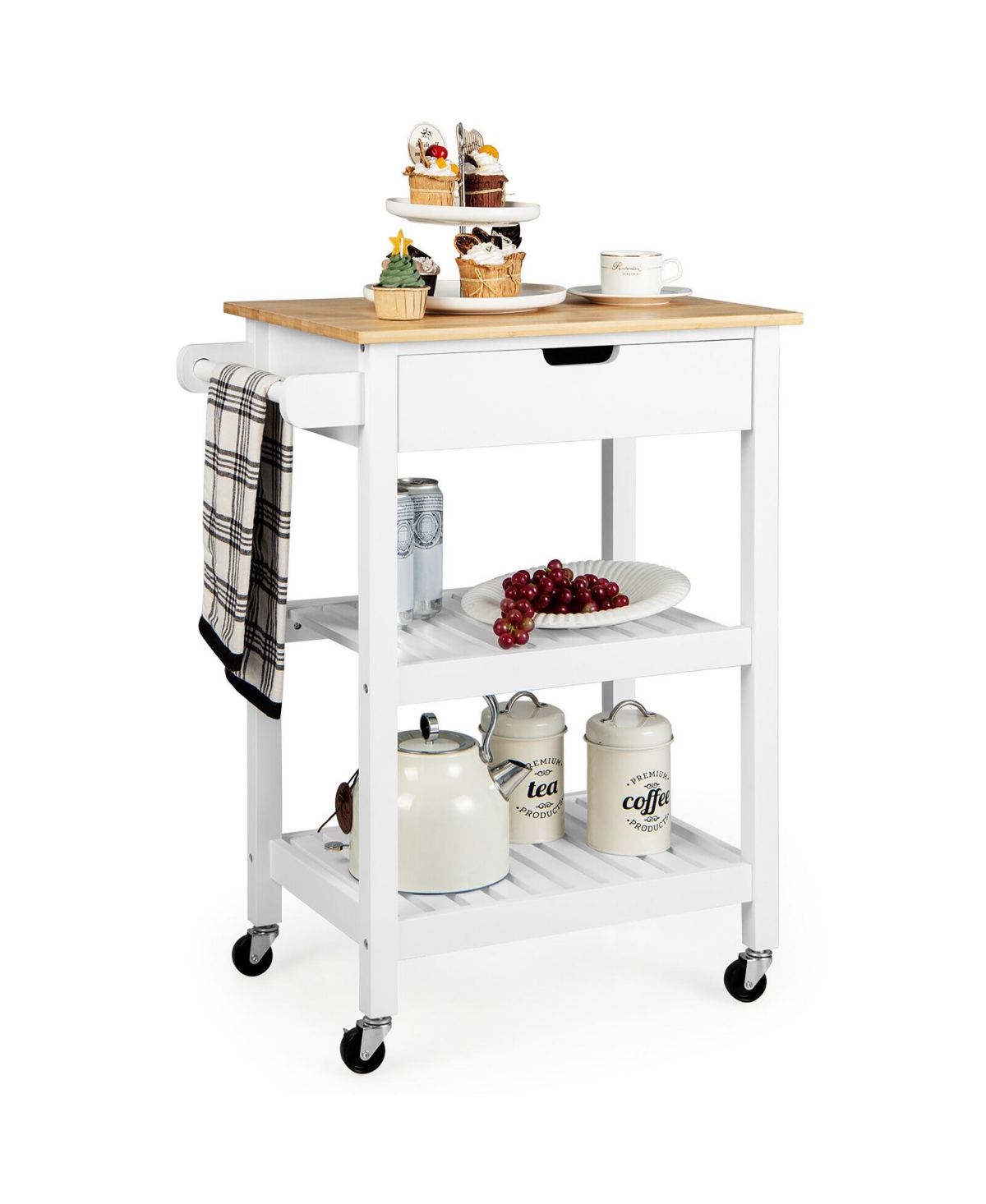 Click here for Gymax 3-Tier Kitchen Island Cart Rolling Service T... prices