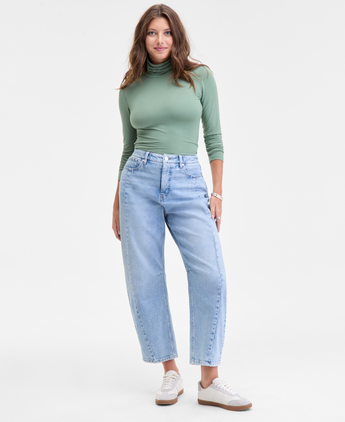 Click here for On 34th Womens Cropped High-Rise Barrel-Leg Jeans... prices