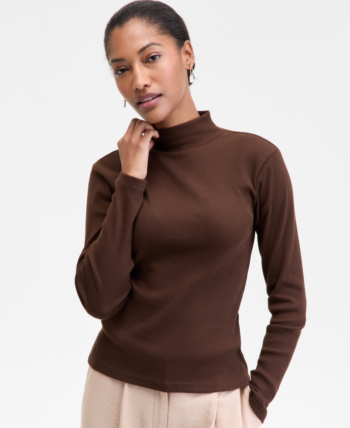 Click here for On 34th Womens Mock Neck Micro-Rib Top  Macys Excl... prices