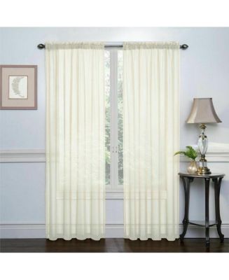 Kate Aurora Basic 2 Pack Sheer Voile Home Window Curtains - 52 in. W x ...