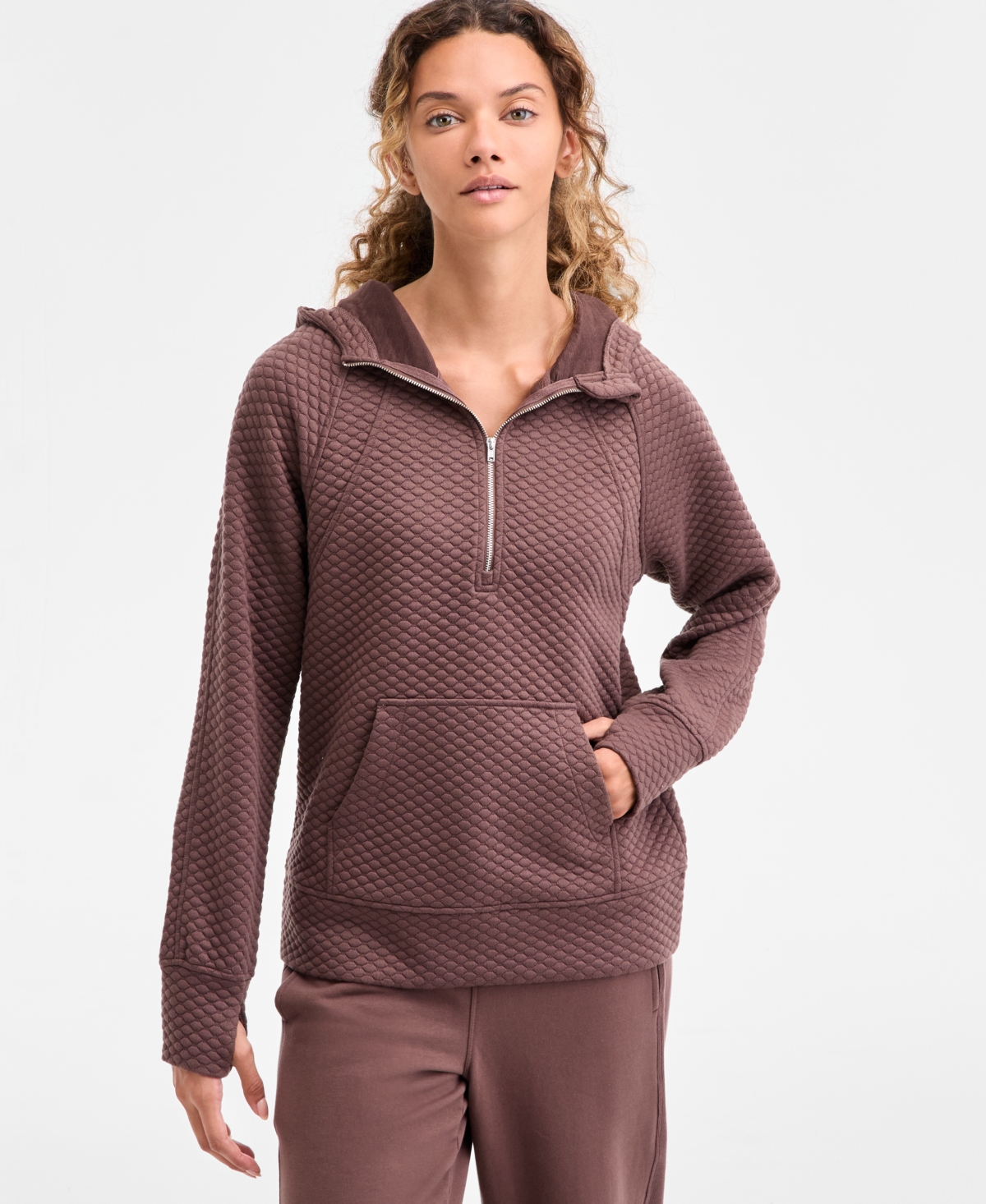 Click here for Id Ideology Womens Relaxed Quilted Half-Zip Hoodie... prices