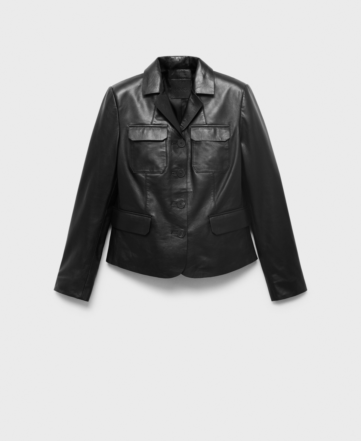 Click here for Mango Womens Leather Pockets Blazer - Black prices