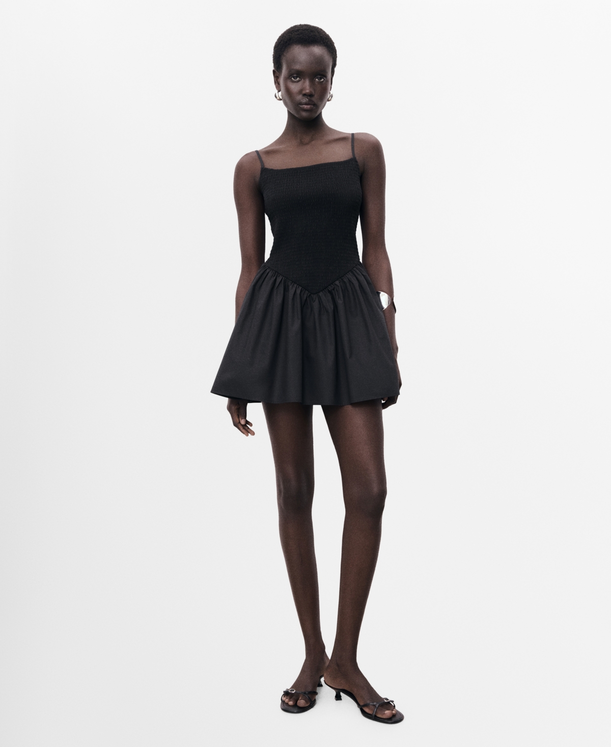Click here for Mango Womens Combined Gathered Dress - Black prices