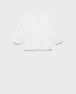 Mango Women's Cotton Embroidered Blouse - Macy's
