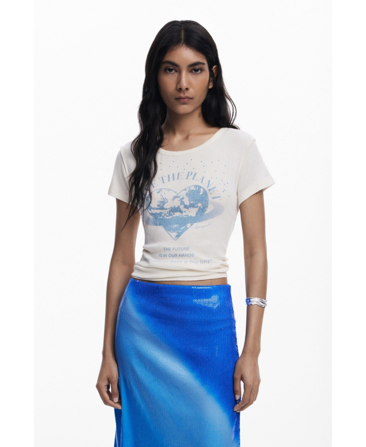 Click here for Desigual Womens Love the planet T-shirt - Light be... prices