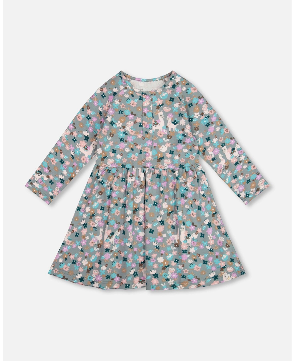 Click here for Deux par Deux Girl Half Button Cotton Dress Blue L... prices