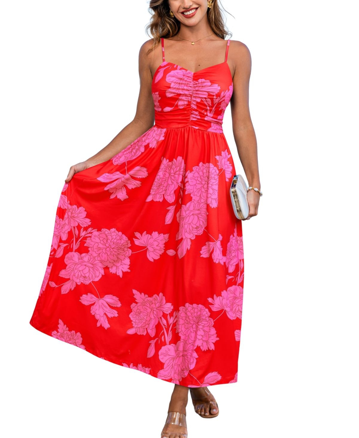 Click here for Cupshe Womens Soft Side Floral Maxi Beach Dress -... prices