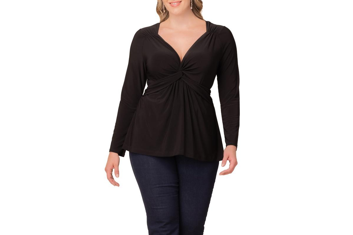 Click here for Kiyonna Womens Plus Size Abigail Long Sleeve Twist... prices