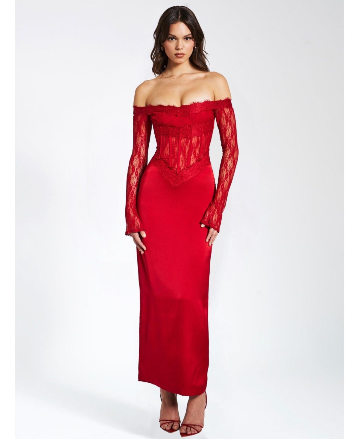 Click here for Miss Circle Womens Nessa Red Lace Satin Corset Max... prices