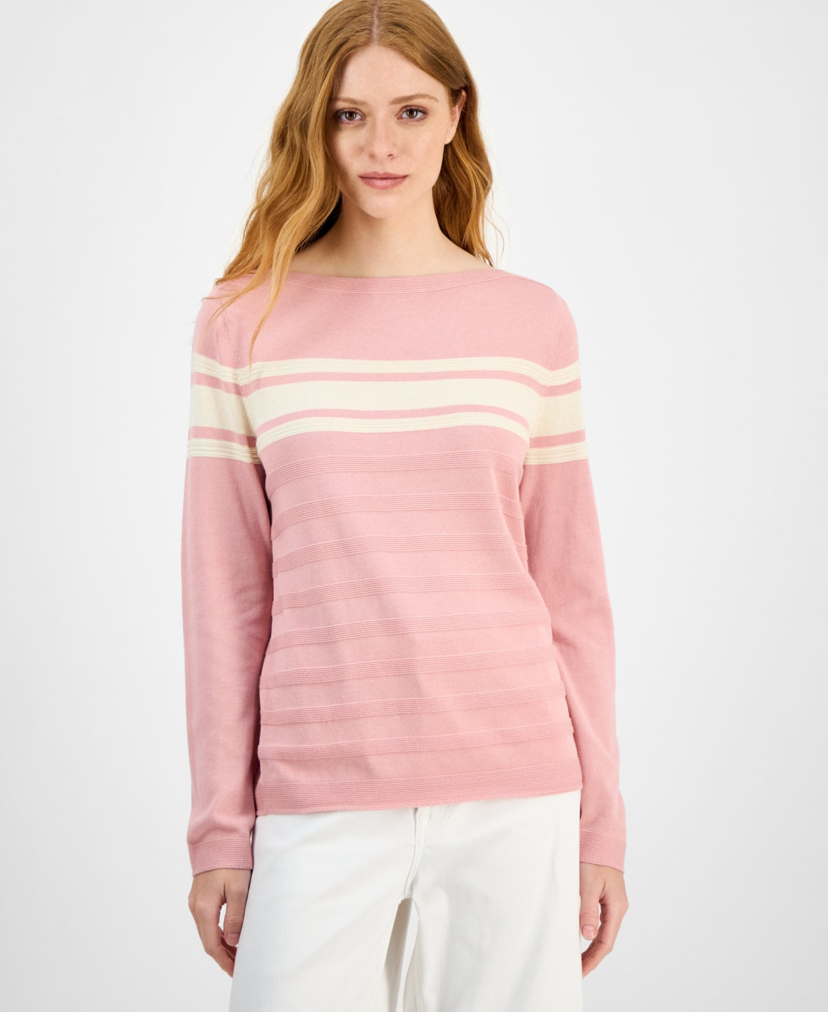 Click here for Nautica Jeans Womens Cotton Boat-Neck Textured Swe... prices