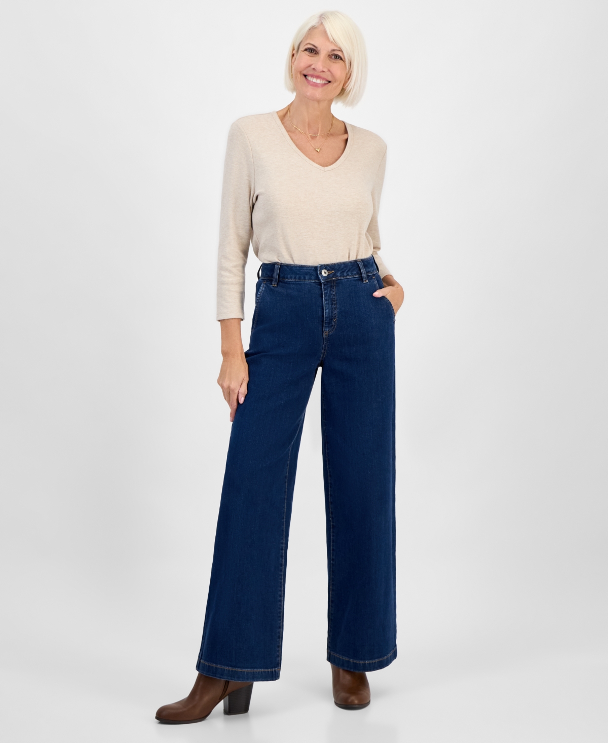 Click here for Style & Co Petite High-Rise Wide-Leg Jeans  Create... prices