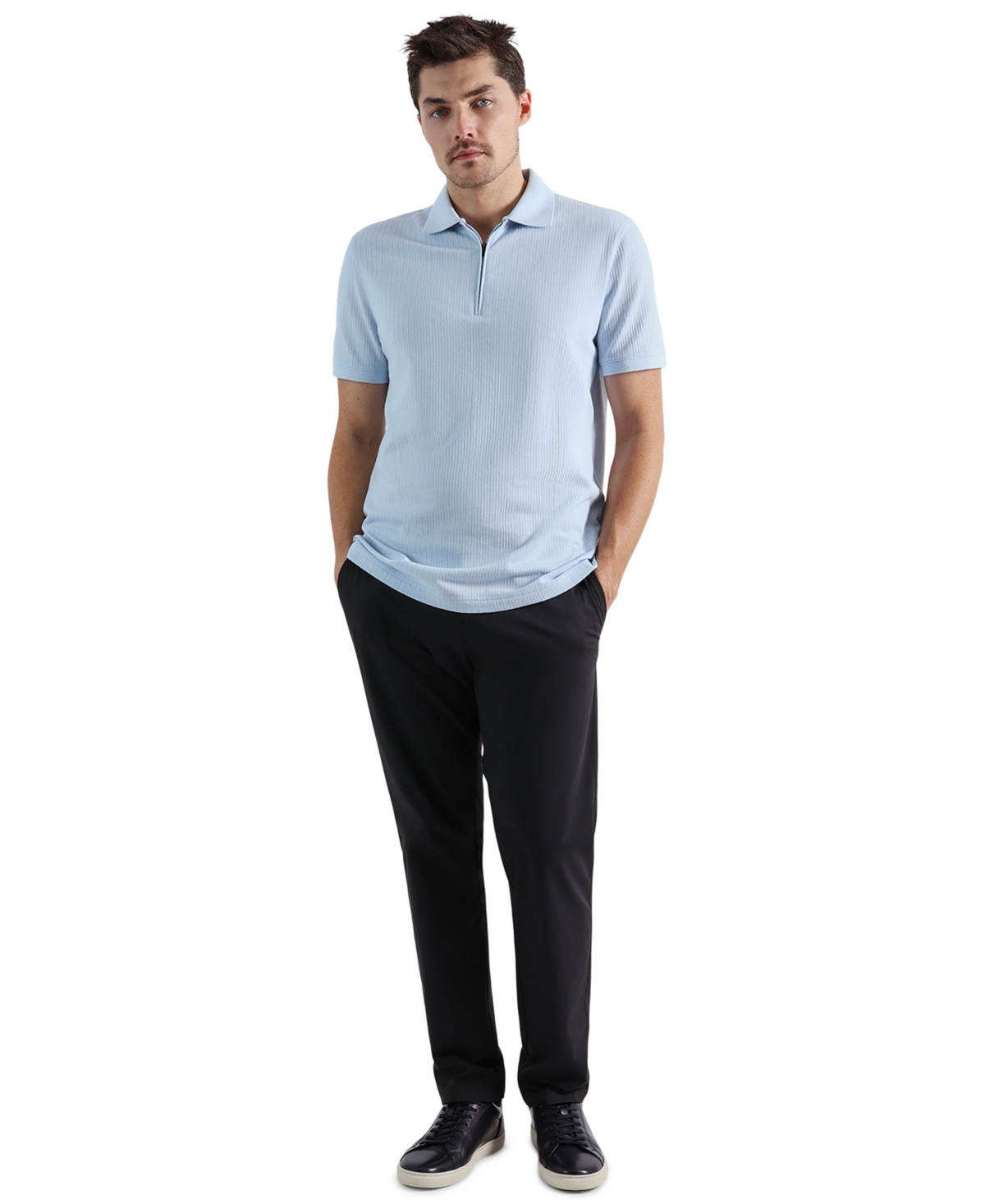 Sport Travel Performance Straight Fit Flat Front Pants - Black