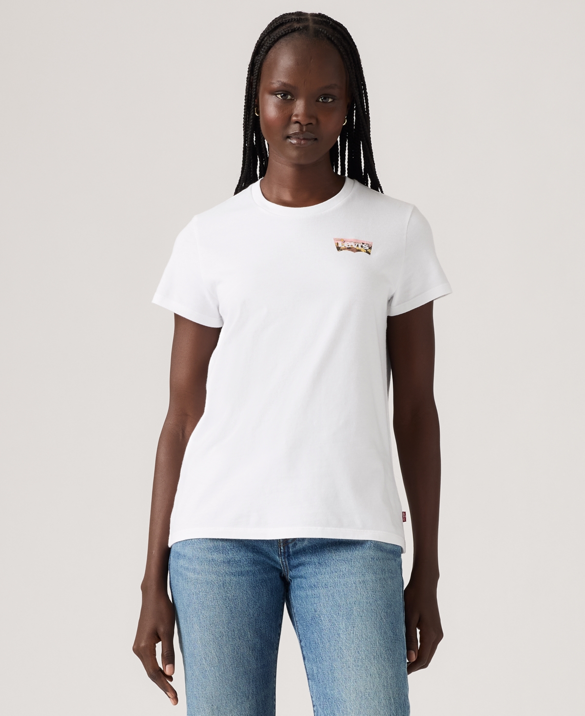 Click here for Levis Womens Perfect Graphic Logo Cotton T-shirt -... prices