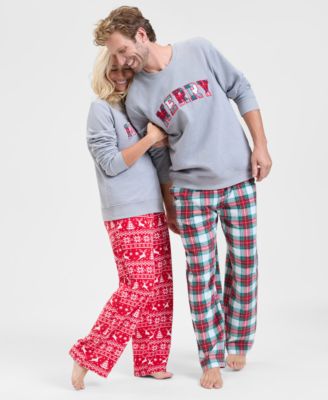 Click here for Holiday Lane Men Womens Merry Sweater Fleece Pajam... prices