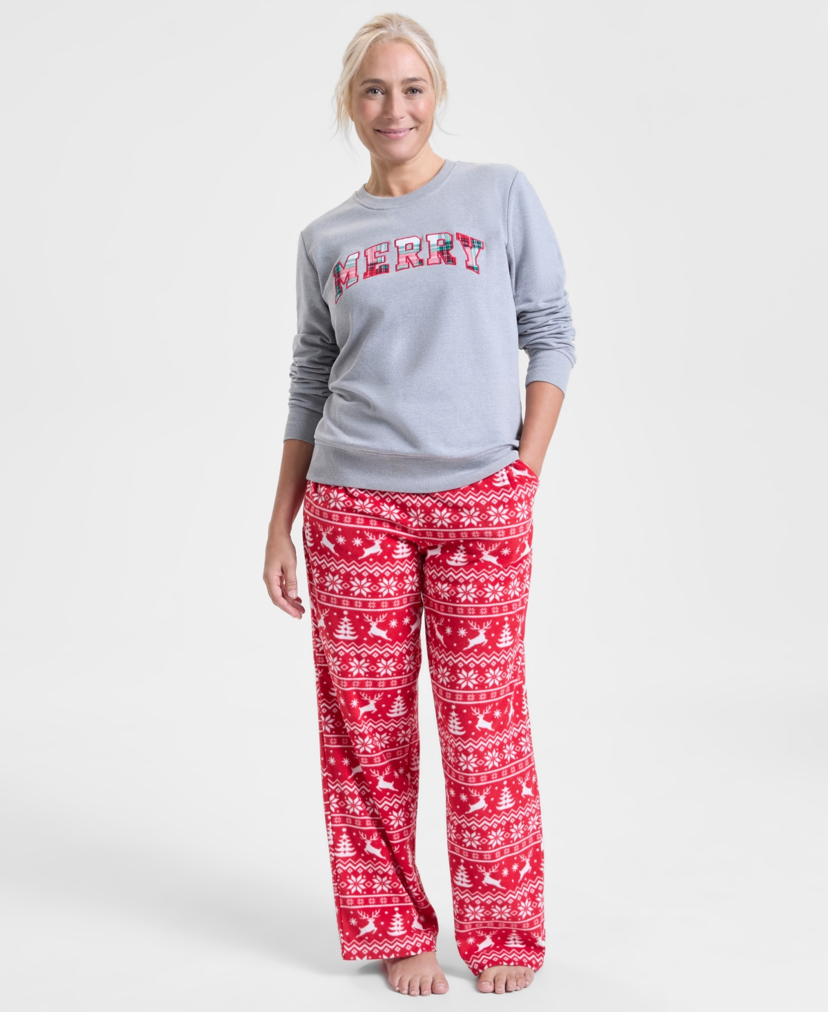 Click here for Holiday Lane Womens Deer Fair Isle Fleece Pajama P... prices