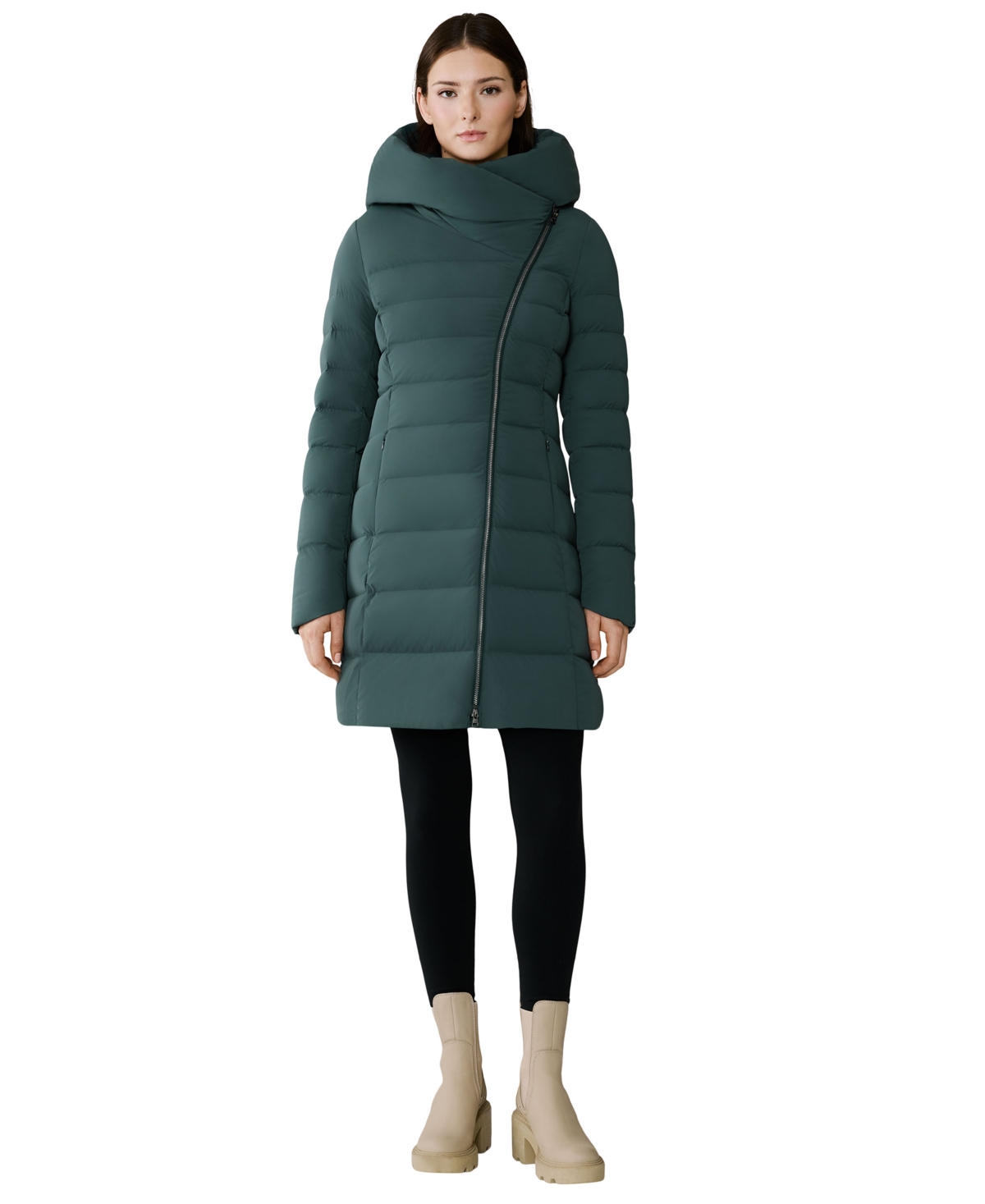 Click here for Soia & Kyo Womens Asym Zip Puffer Jacket - Midnigh... prices