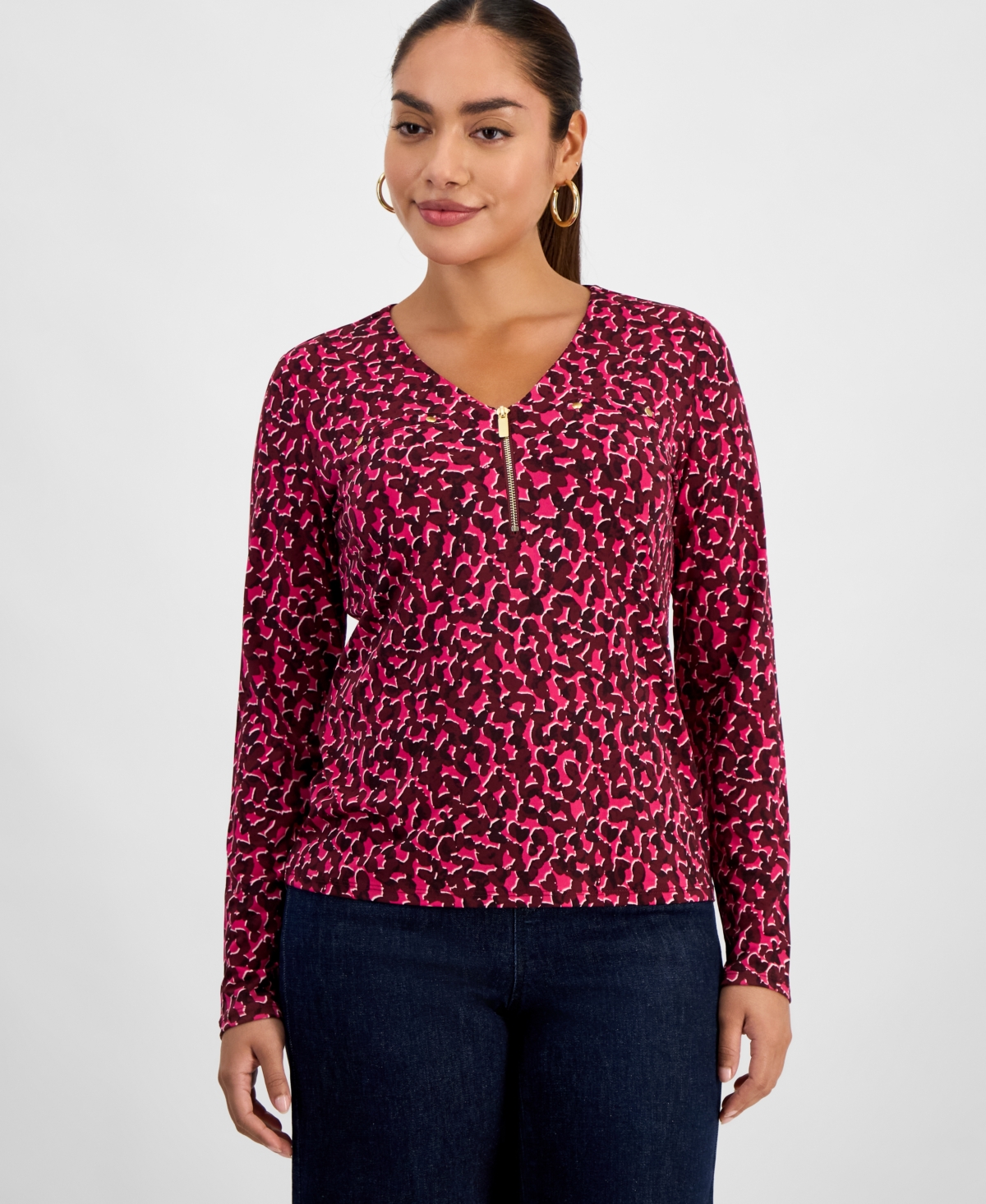 Click here for I.n.c. International Concepts Petite Printed Zip-F... prices
