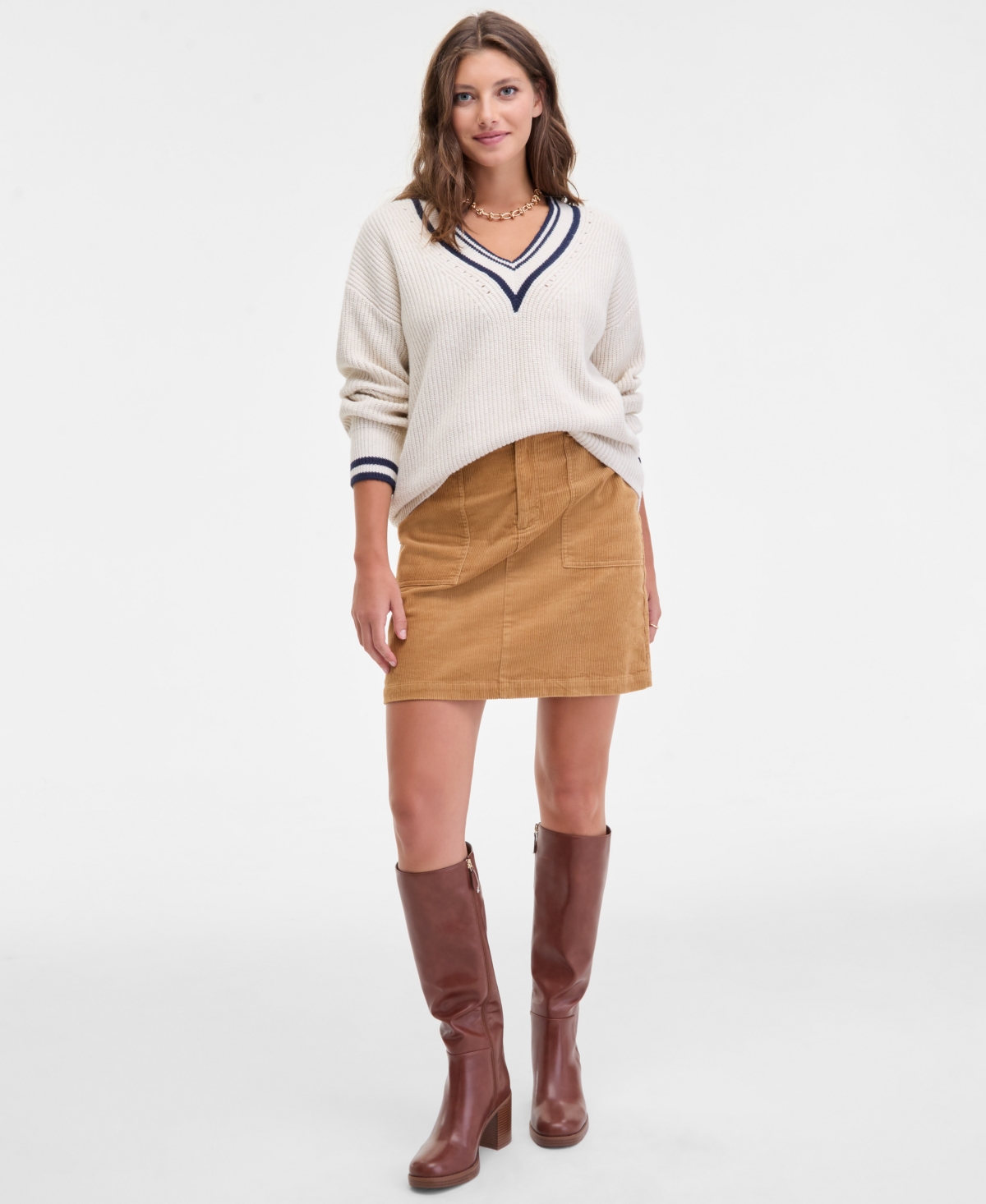 Click here for On 34th Womens Varsity Tipped V-Neck Sweater  Macy... prices