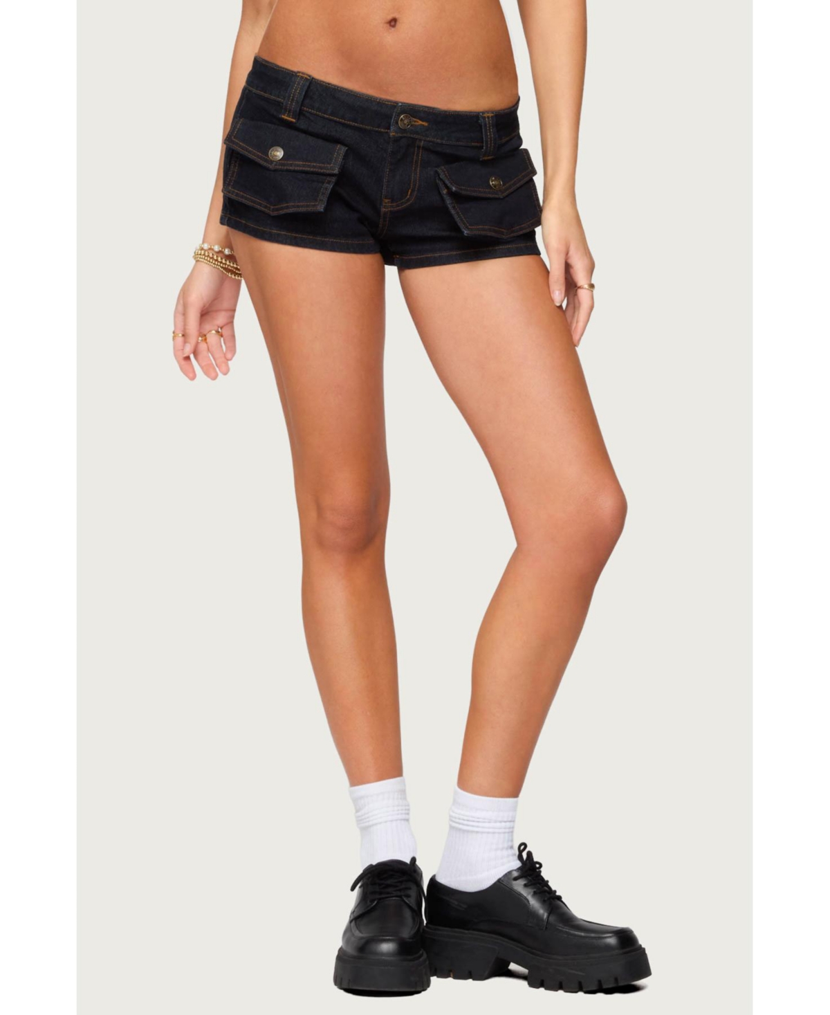 Click here for Edikted Womens Cavella Stretchy Denim Micro Shorts... prices