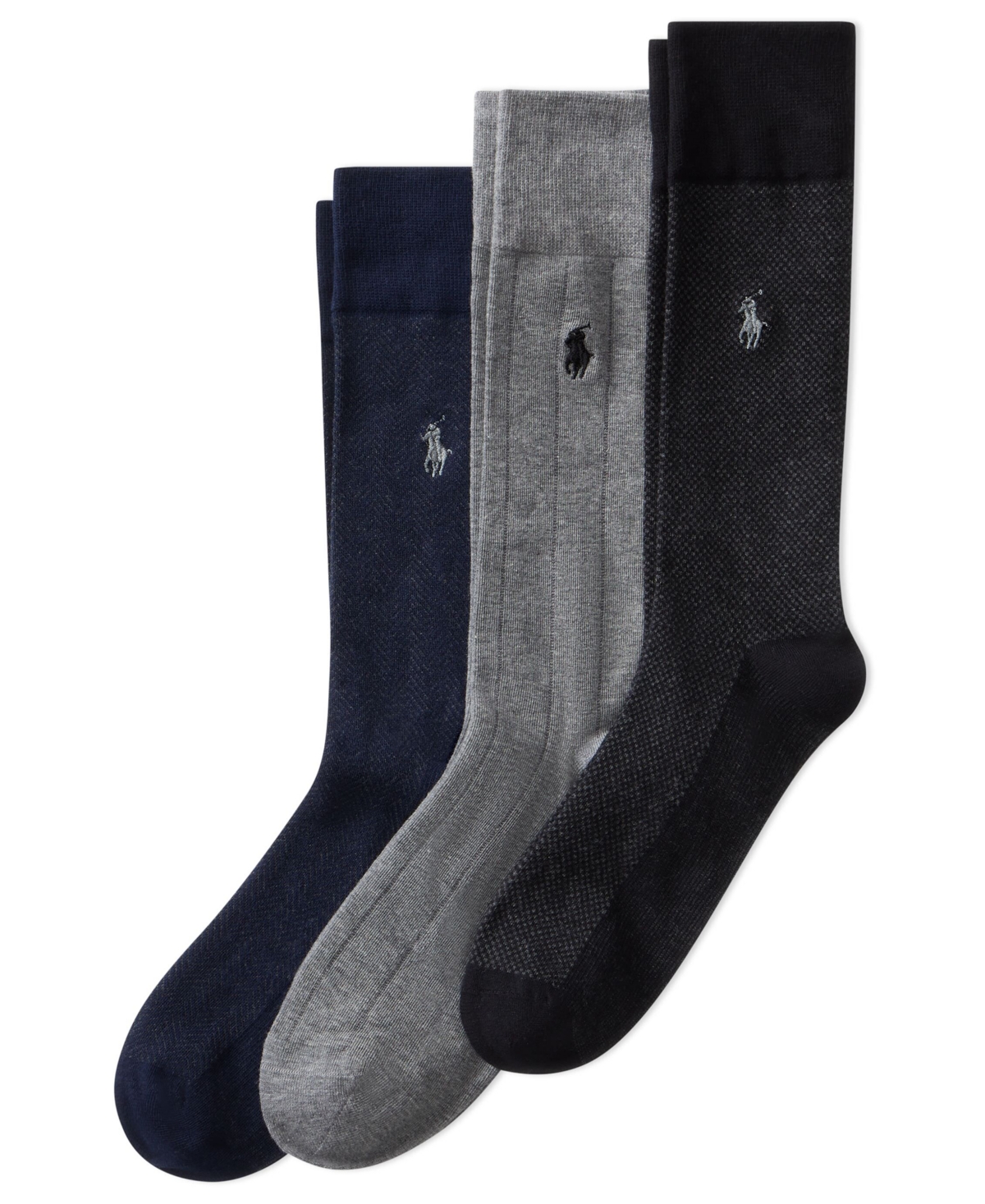 Polo Ralph Lauren Mens 3-Pk. Classic Gents Patterned Dress Socks - Nvmul
