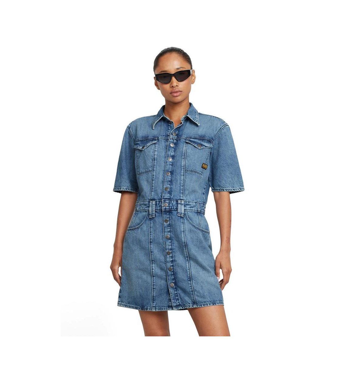 Click here for G-Star Womens Biker Dress - Faded azura blue prices