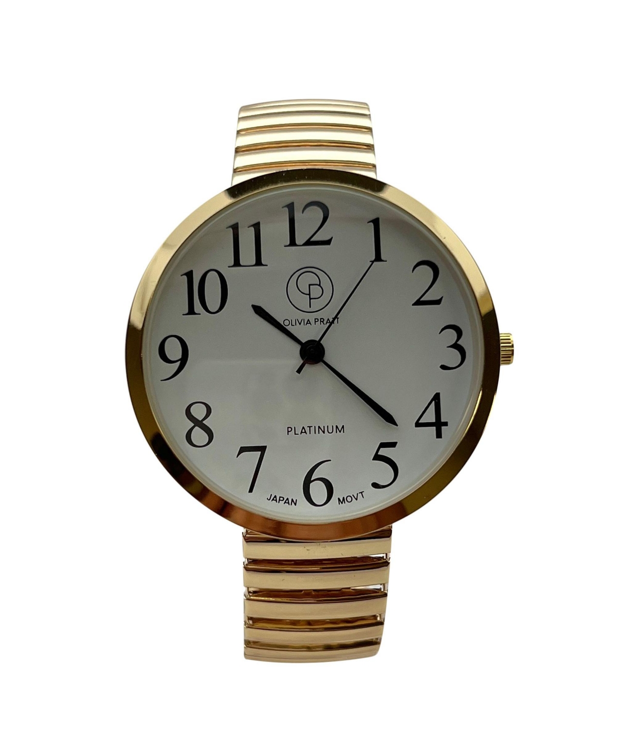 Click here for Olivia Pratt Gold Stretch Band Big Face Shiny Colo... prices