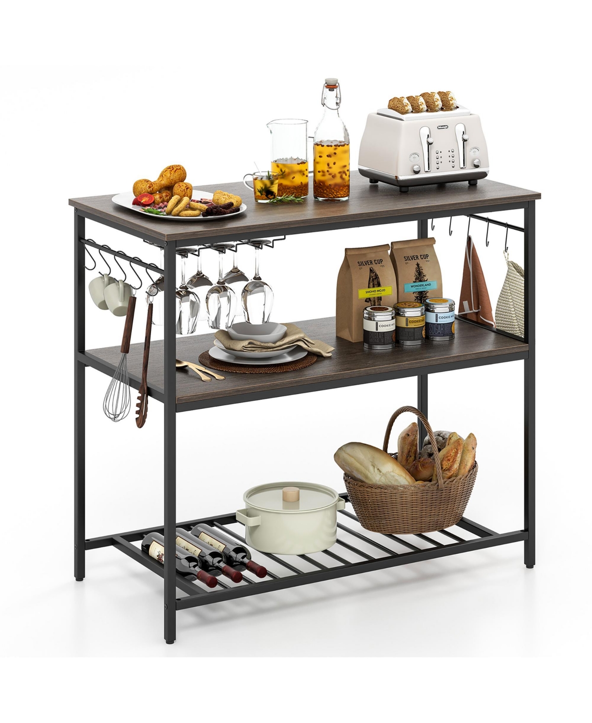 Click here for Gymax 3-Tier Kitchen Island Kitchen Shelf Wine Cof... prices