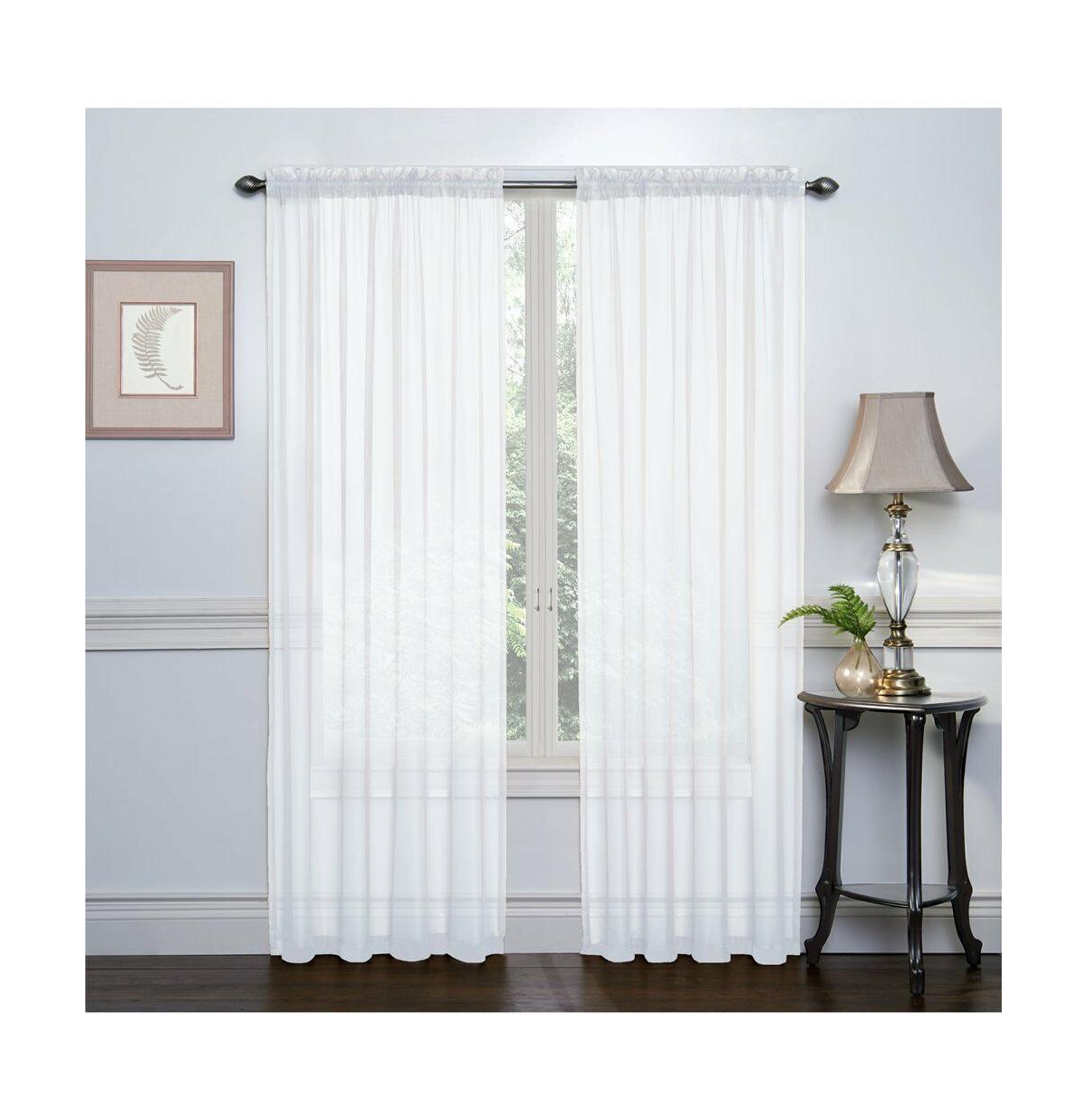 Click here for GoodGram 2 Piece White Basic Rod Pocket Sheer Voil... prices