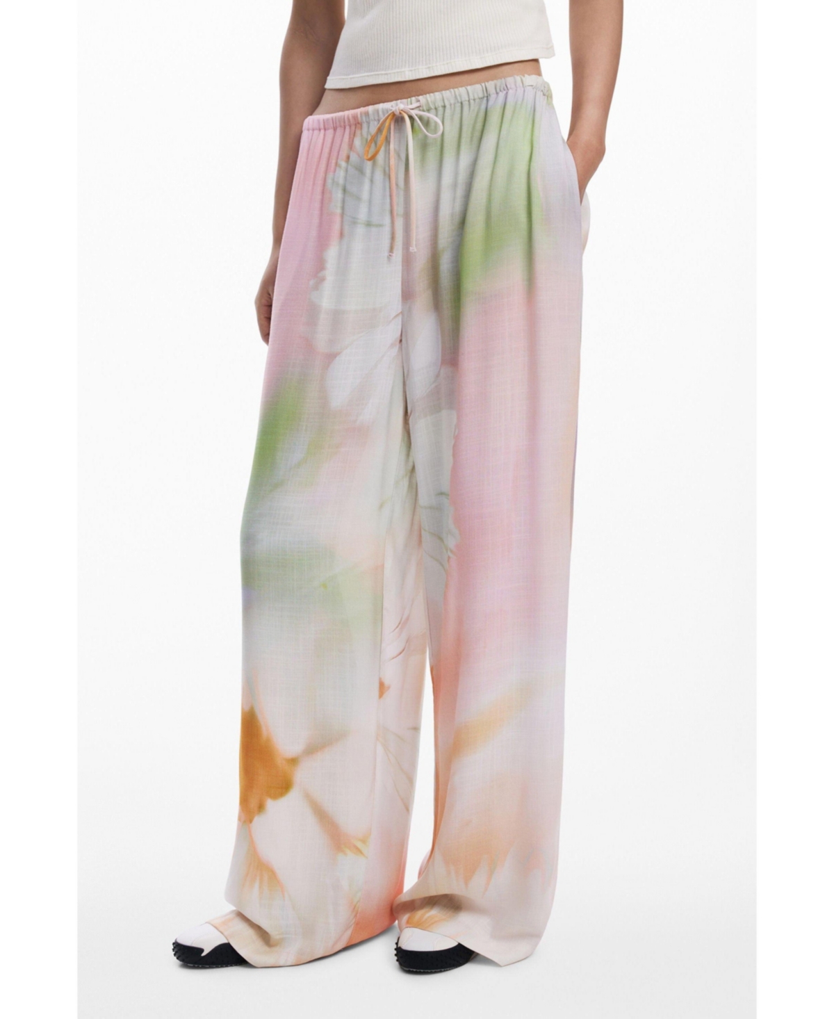 Click here for Desigual Womens Watercolor fluid pants - Medium be... prices