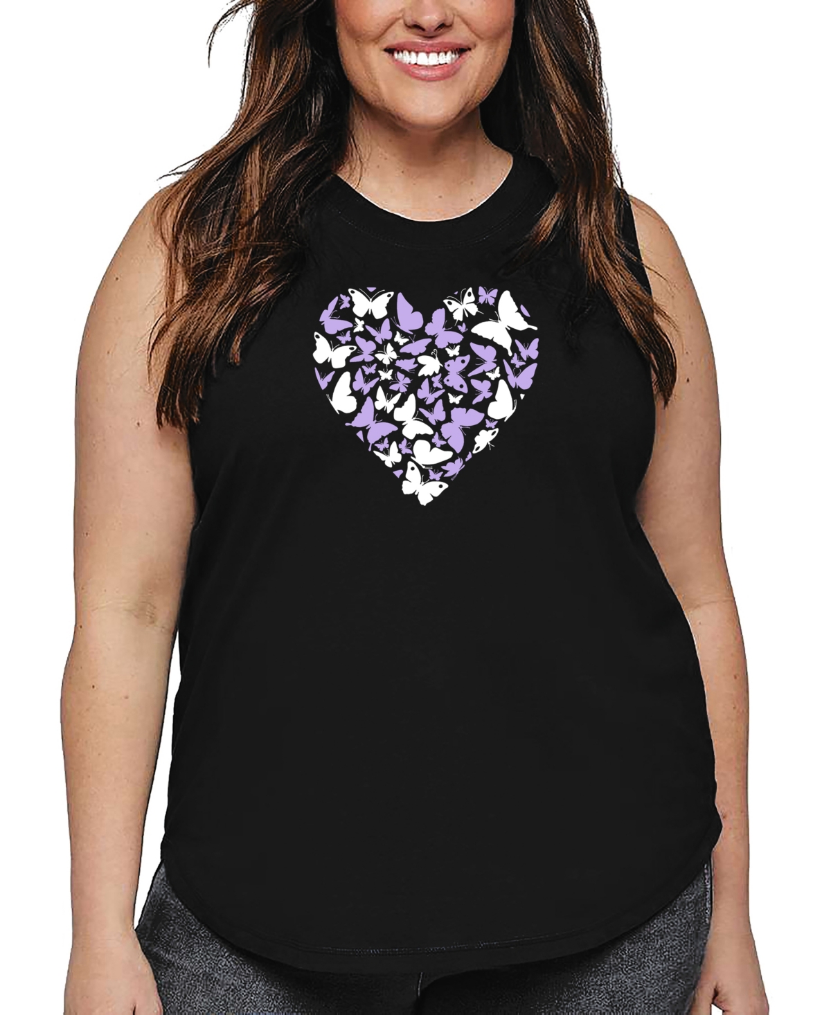 Click here for La Pop Art Plus Size Butterfly Heart Word Art Tank... prices