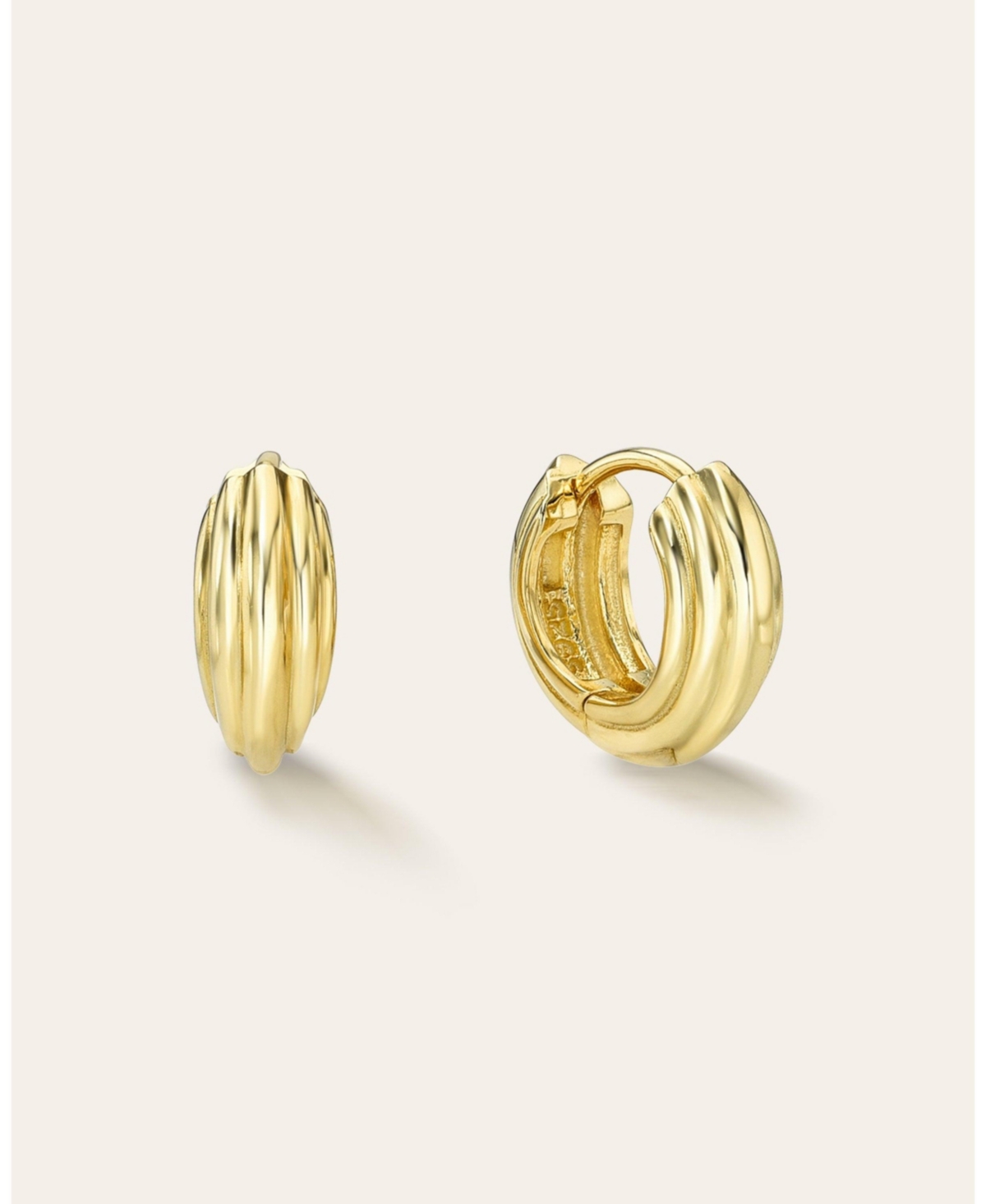 Click here for Zoe Lev Small Ribbed Huggie Earrings - Yellow gold... prices