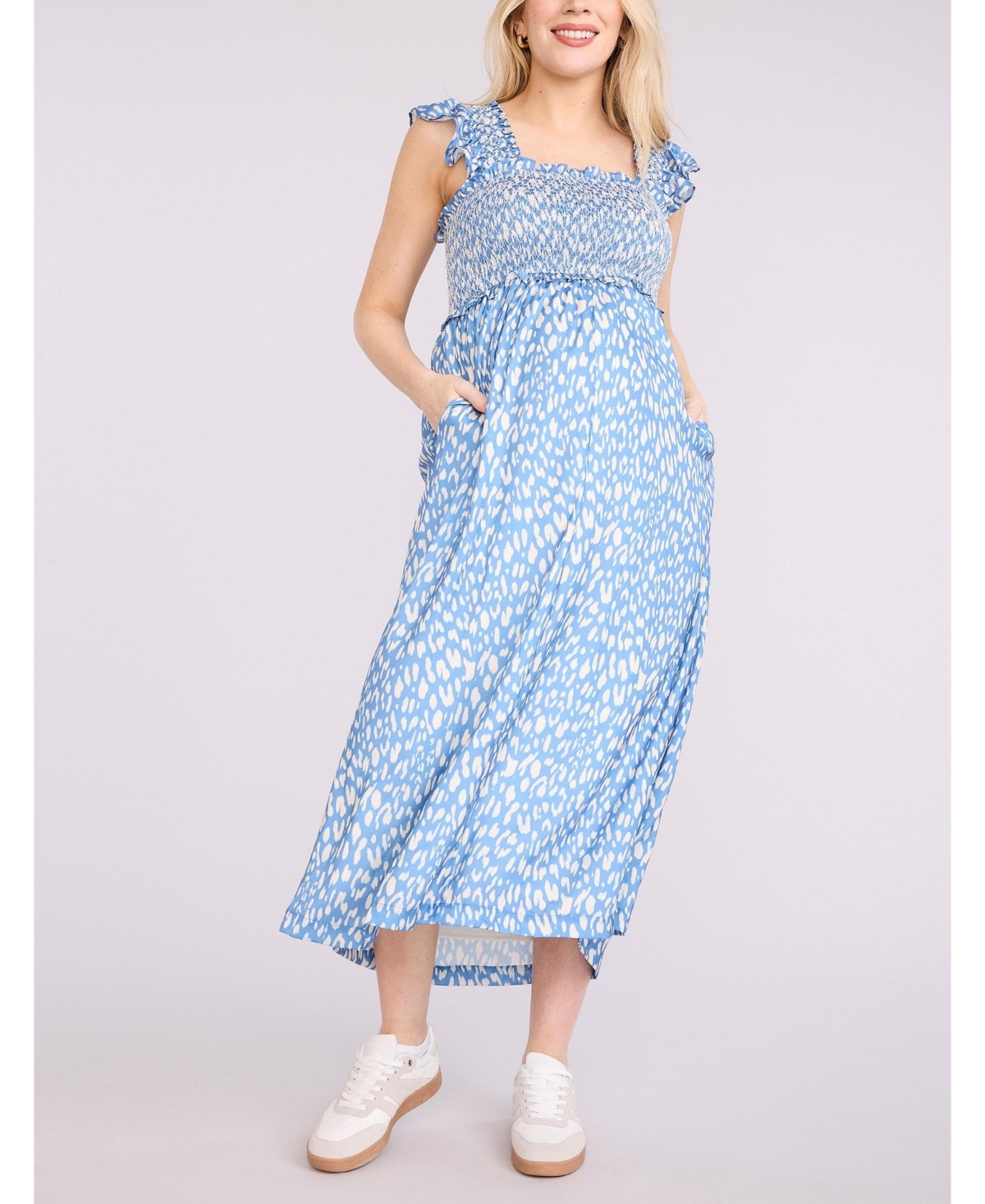 Click here for Womens Sleeveless Ruffle Shoulder Smocked Maxi Dre... prices