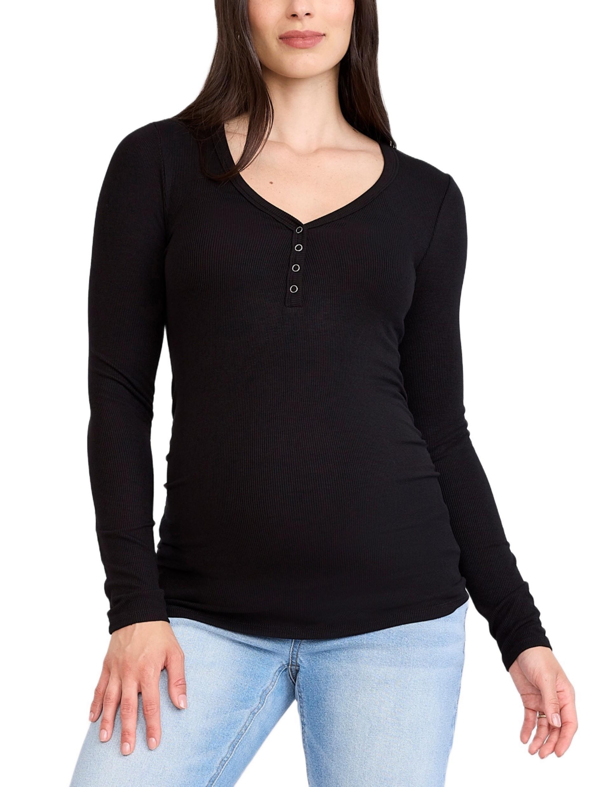 Click here for Motherhood Maternity Womens V-Neck Side-Ruched Lon... prices