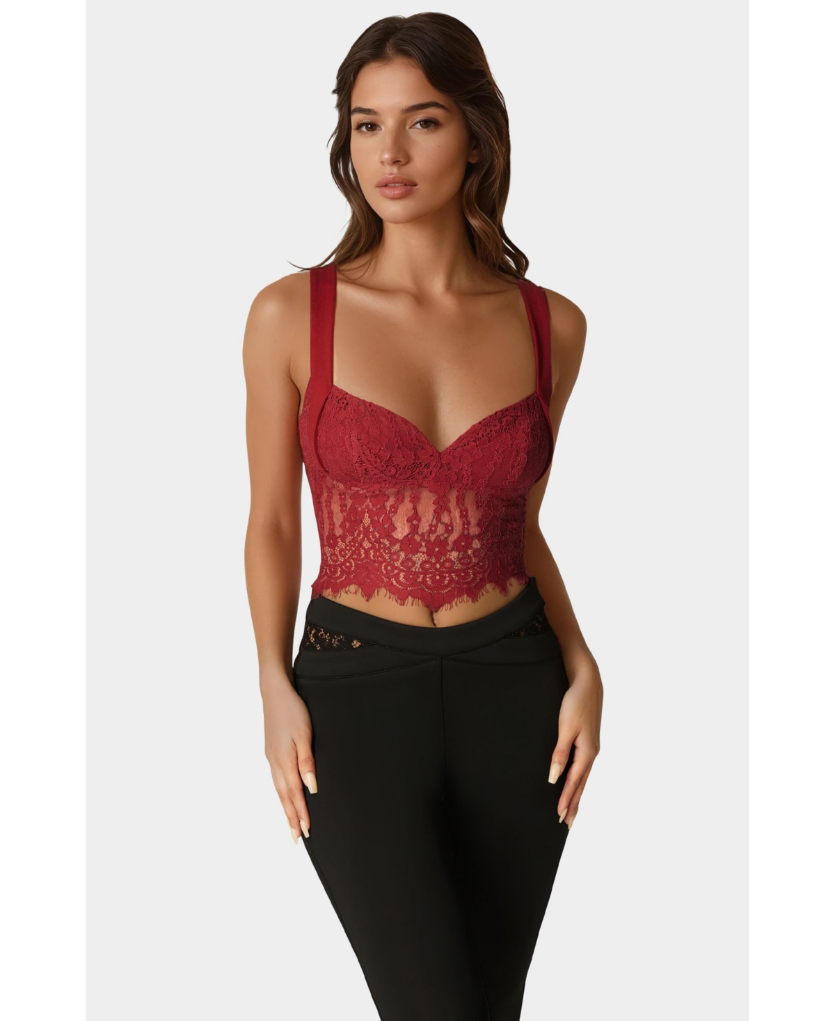 Click here for Bebe Womens Lace Corset - Red dahila prices