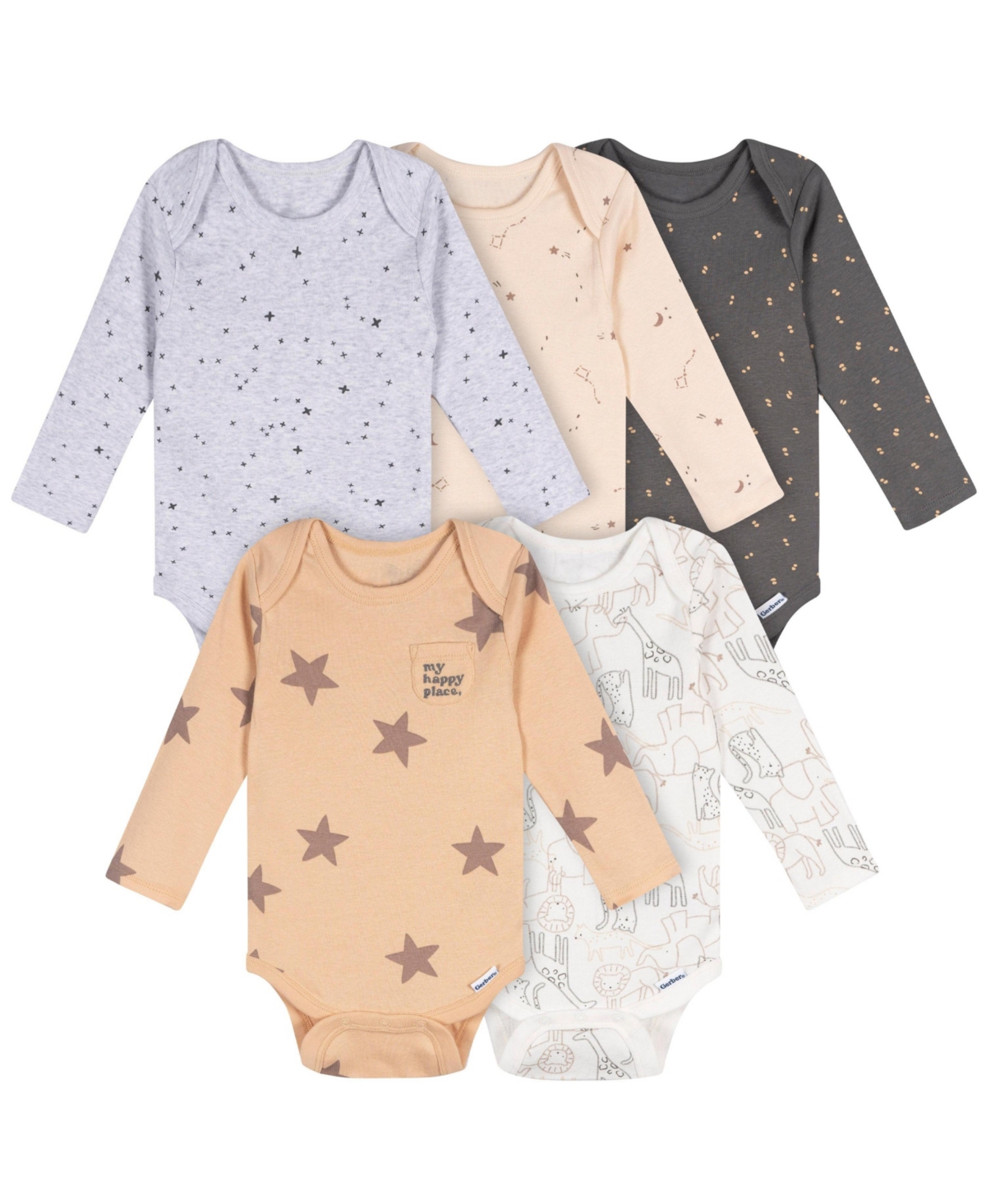 Click here for Gerber Baby Neutral 5-Pack Long Sleeve Bodysuits... prices