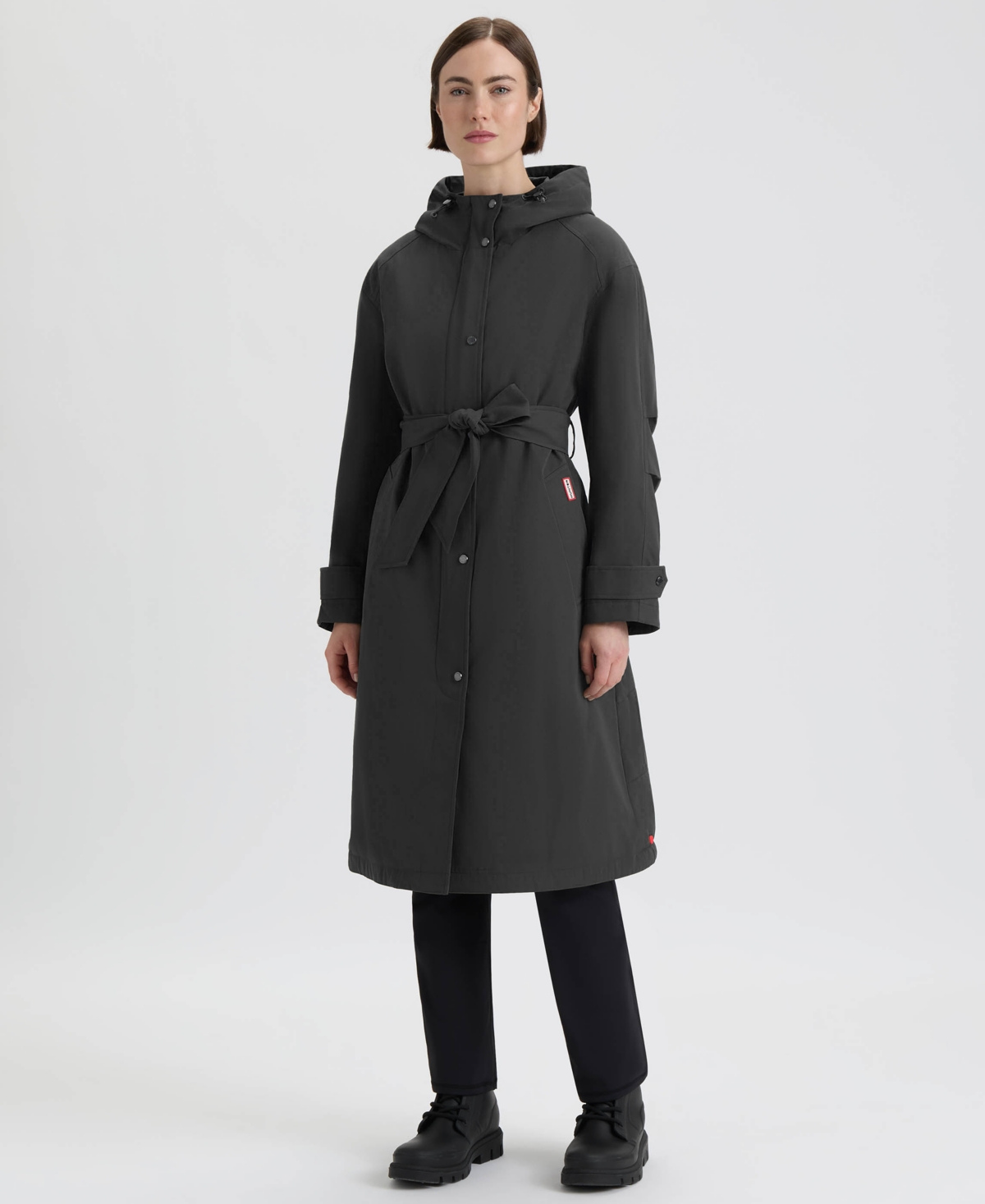 Click here for Hunter Womens Hooded Belt Trench Coat - Black prices