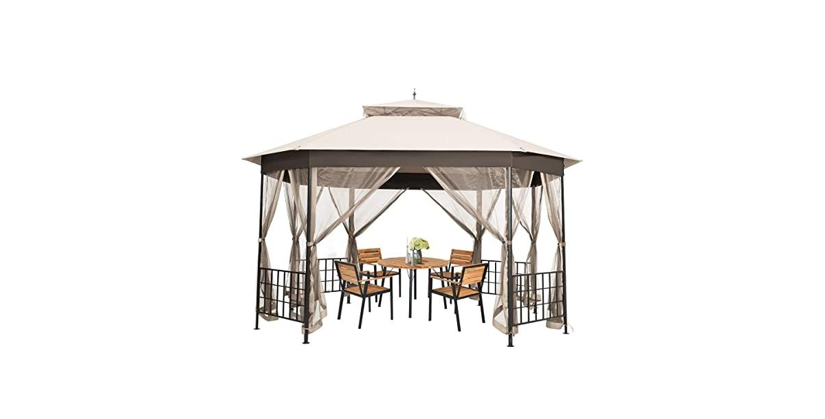 Click here for 10 x 12 Octagonal Patio Gazebo with Mosquito Net prices