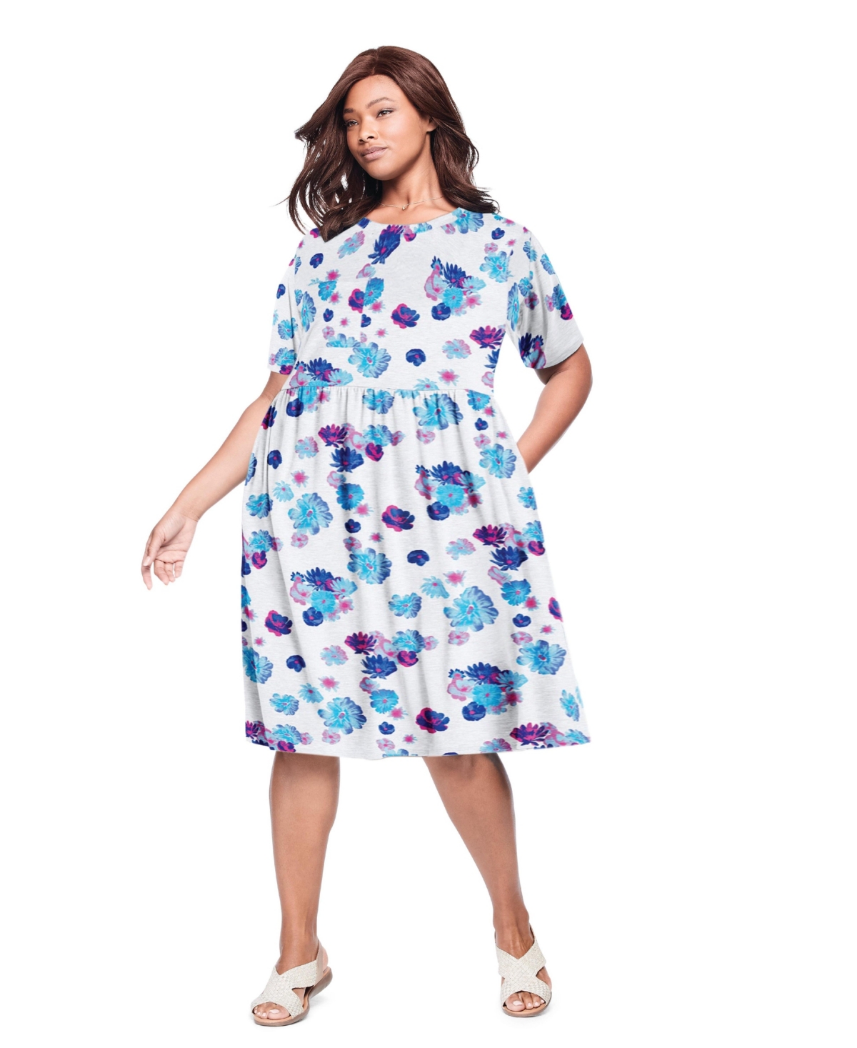 Click here for Woman Within Plus Size Empire Waist Tee Dress - Wh... prices