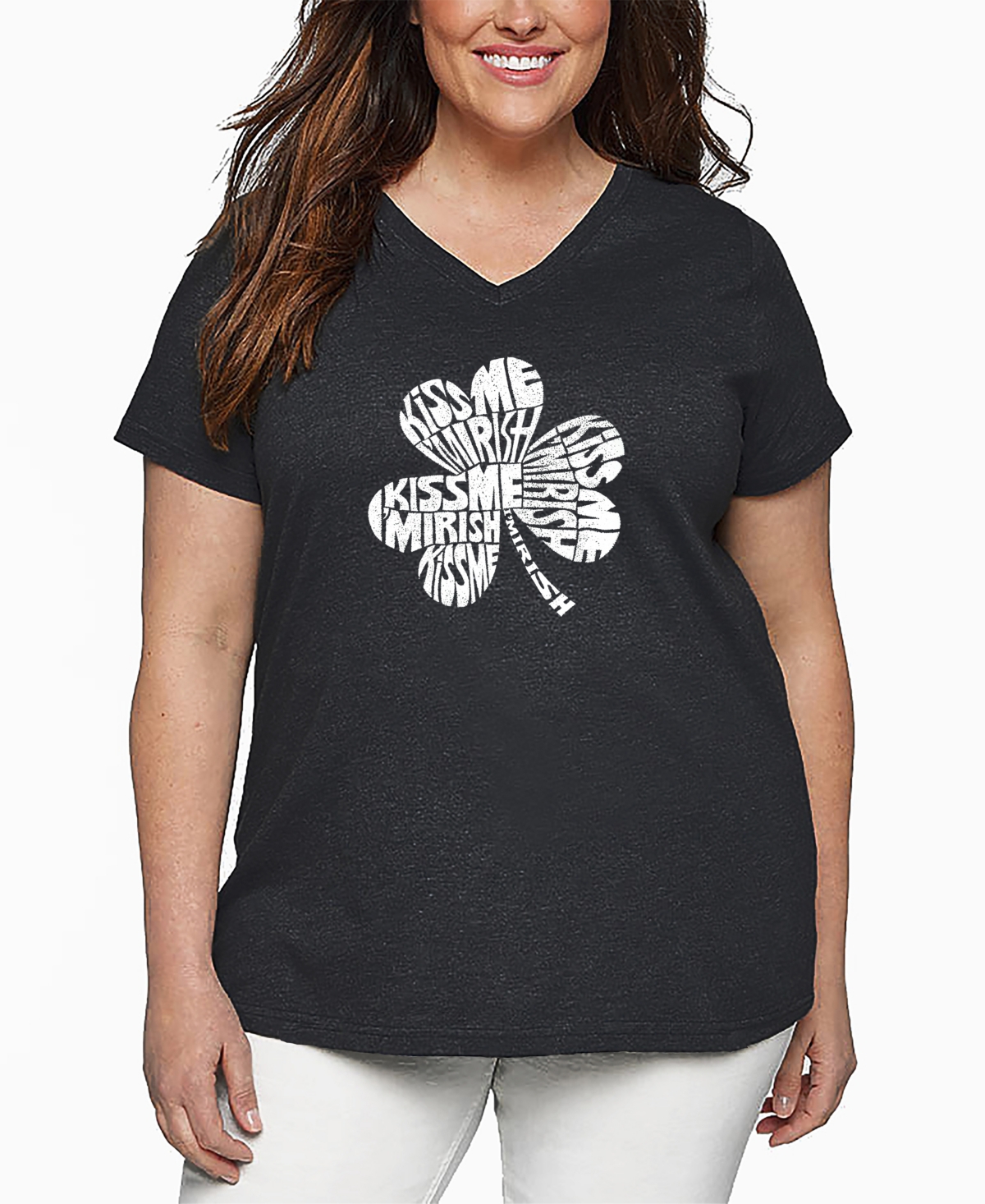 Click here for La Pop Art Plus Size Kiss Me IM Irish Word Art V-N... prices