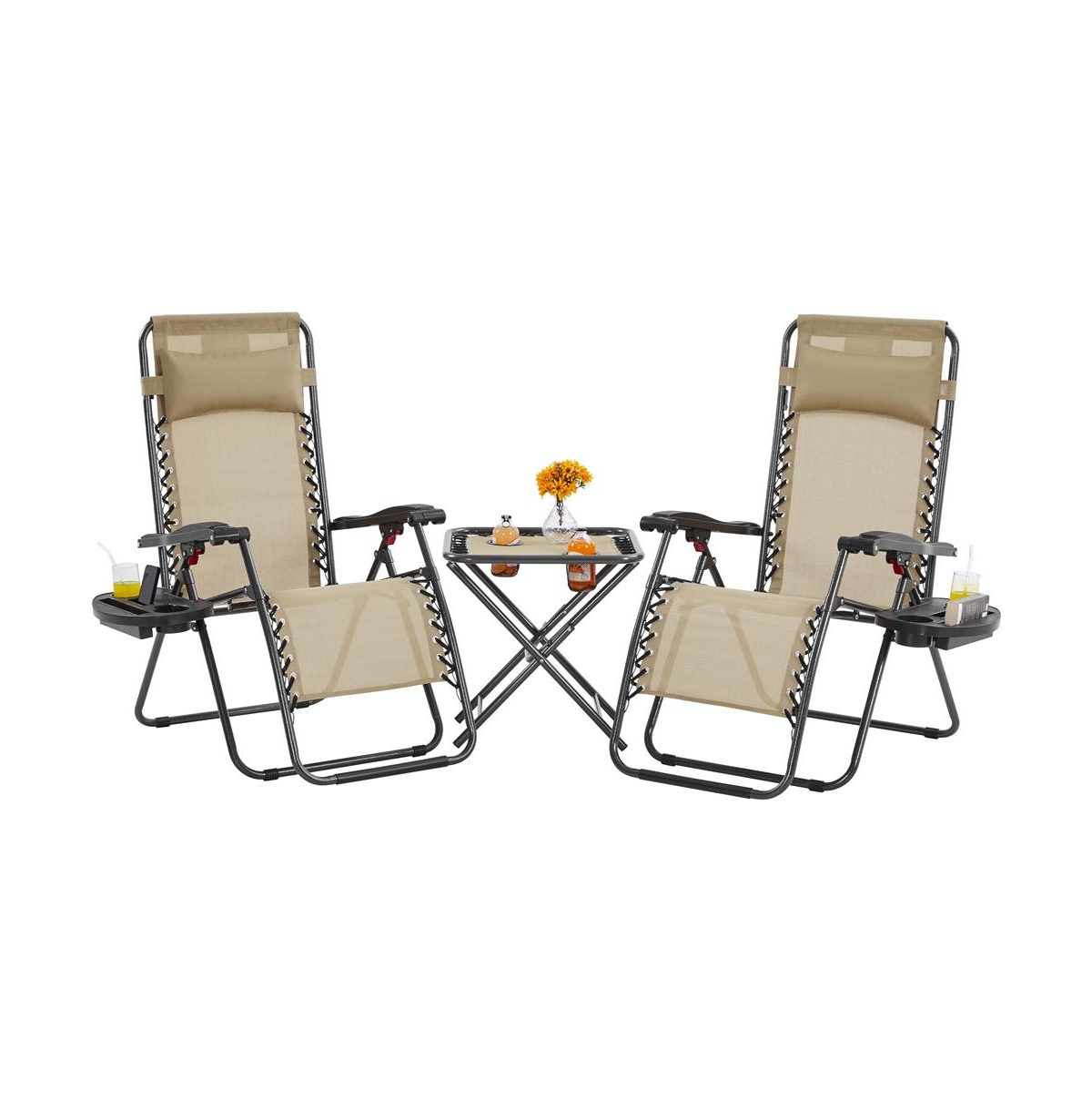 Click here for Yaheetech 3pcs 26in Outdoor Zero Gravity Chairs wi... prices