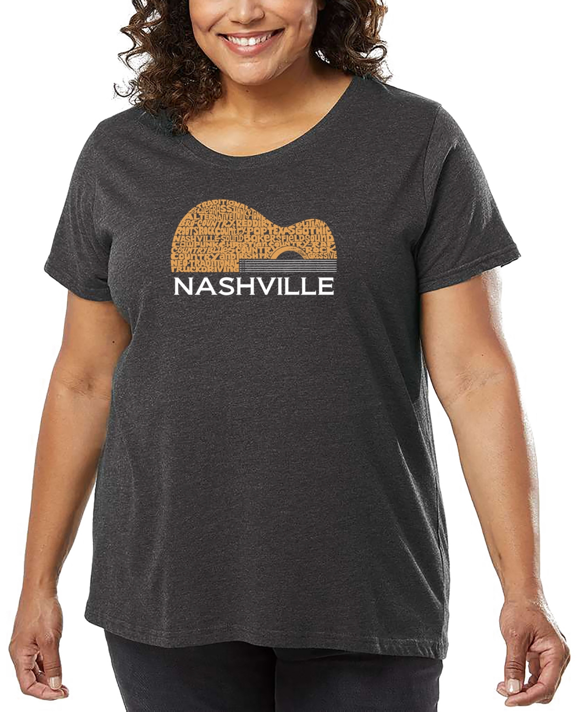 Click here for La Pop Art Plus Size Nashville Guitar Word Art T-S... prices